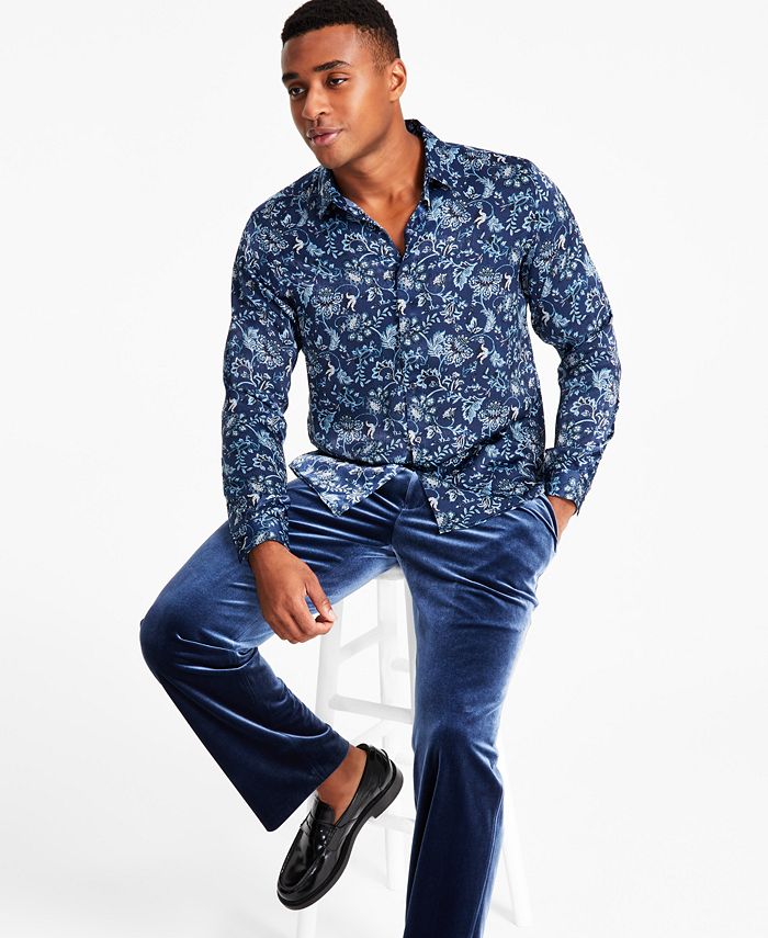 I N C International Concepts Mens Edward Regular Fit Jacobean Floral