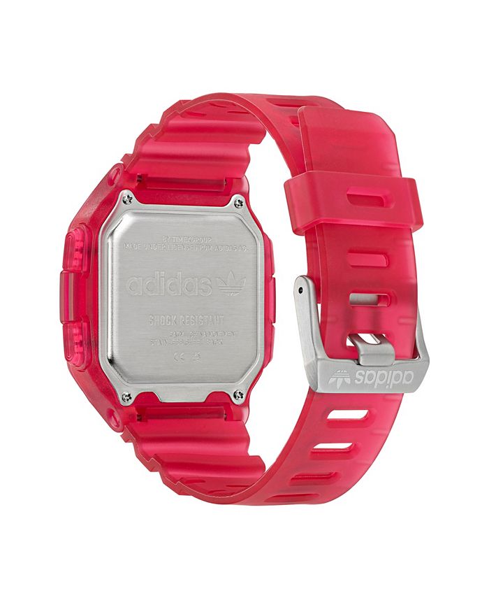 adidas Unisex Gmt Digital One Gmt Pink Resin Strap Watch 47mm - Macy's