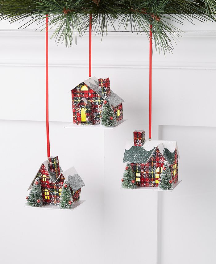 Holiday Lane Christmas Cheer LED Paper House Christmas Décor, Set of 3 ...