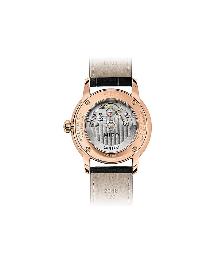 Mido Men's Swiss Automatic Baroncelli II Signature Black Leather Strap ...