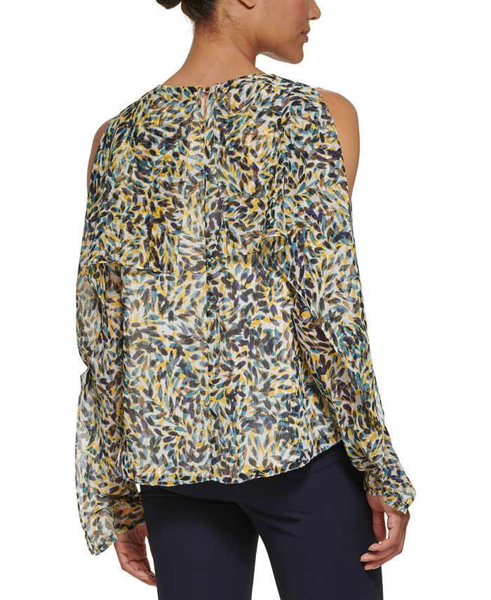 DKNY Petite Cold Shoulder Cape-Sleeve Top - Macy's