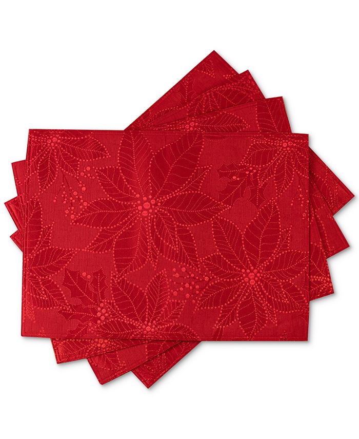 Benson Mills Poinsettia Palace Raised Jacquard Placemat, 13" x 18" - Macy's