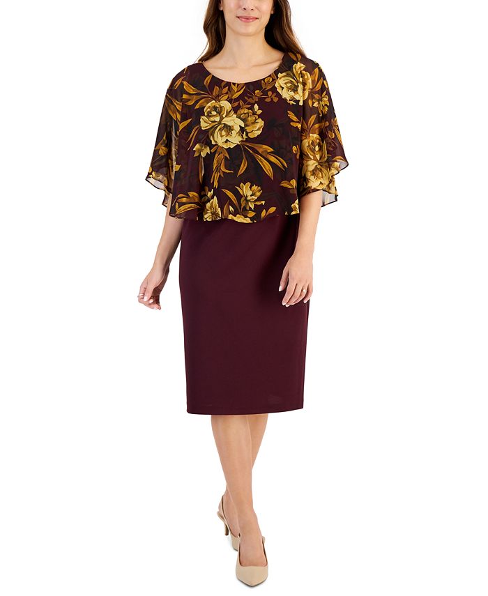 Connected Petite Printed-Popover Sheath Dress - Macy's
