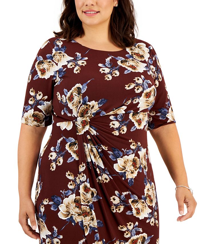 Connected Plus Size Printed Side-Tab Dress - Macy's