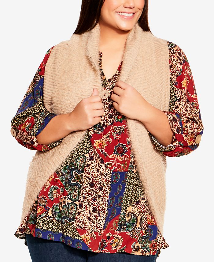 Avenue Plus Size Vida Cosy Vest Sweater - Macy's