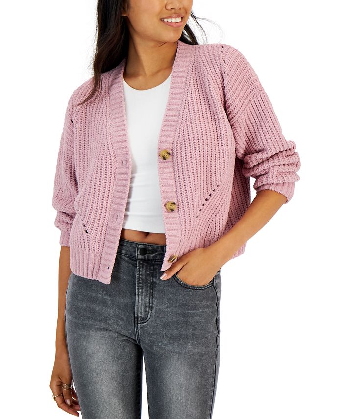 Hippie Rose Juniors' Chenille Buttoned Cardigan Sweater & Reviews ...