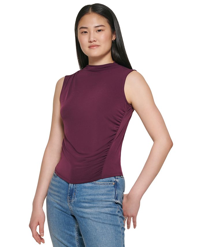 Calvin Klein Women's Sleeveless Ruched Top - Macy's
