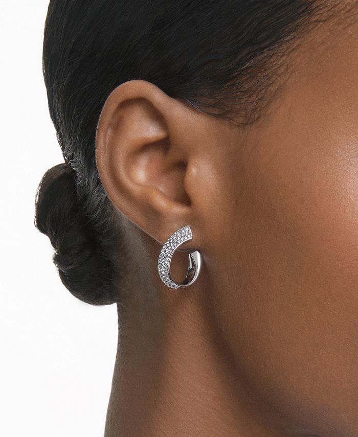 Swarovski Silver-Tone Crystal Exist Hoop Earrings, 0.87" - Macy's