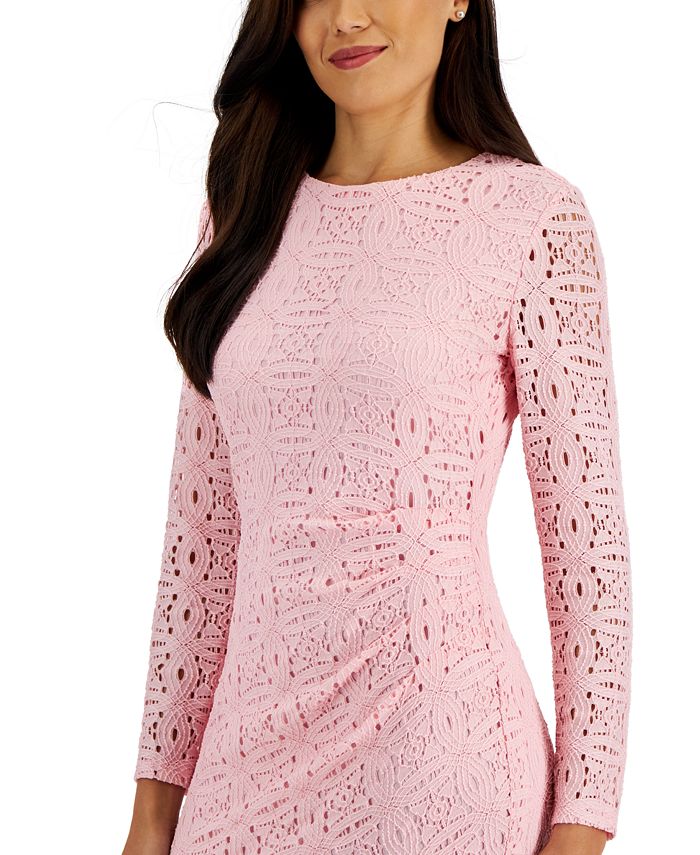 Kasper Lace Side-Pleated Bodycon Midi Dress - Macy's