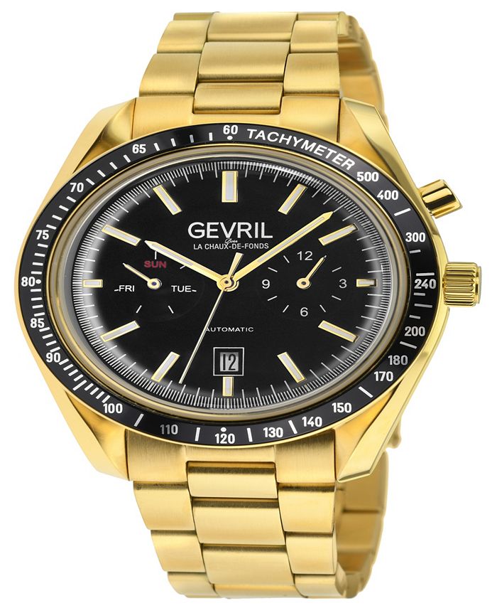 Gevril Men's Lenox Swiss Automatic Gold-Tone Stainless Steel Bracelet ...