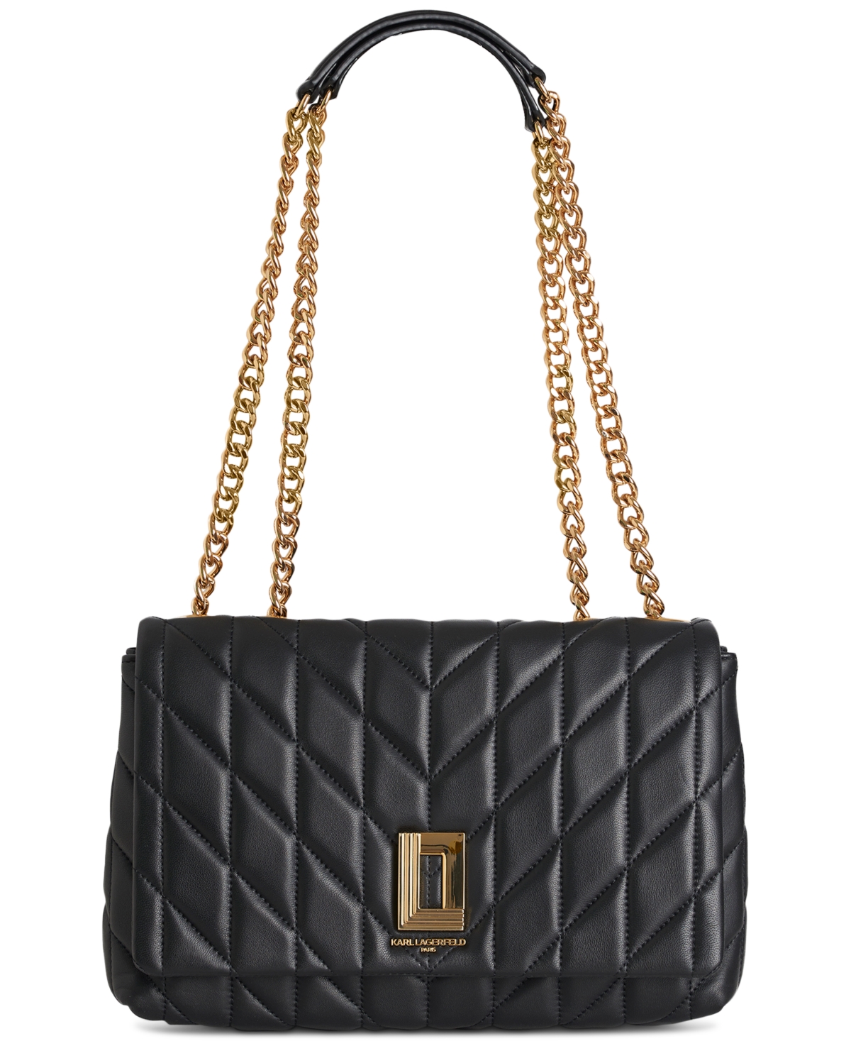 Karl Lagerfeld Paris Lafayette Small Shoulder Handbag - Black/gold