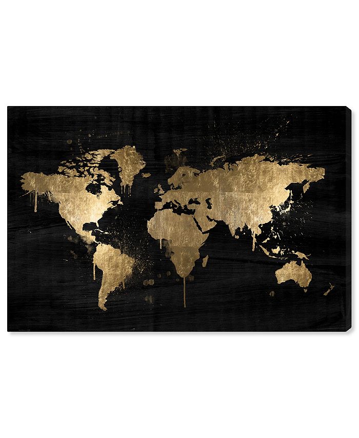 Oliver Gal Metallic World Map Giclee Art Print on Gallery Wrap Canvas ...