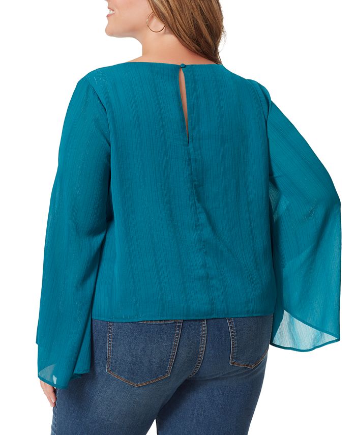 Jessica Simpson Trendy Plus Size Monique Trumpet-Sleeve Top & Reviews ...