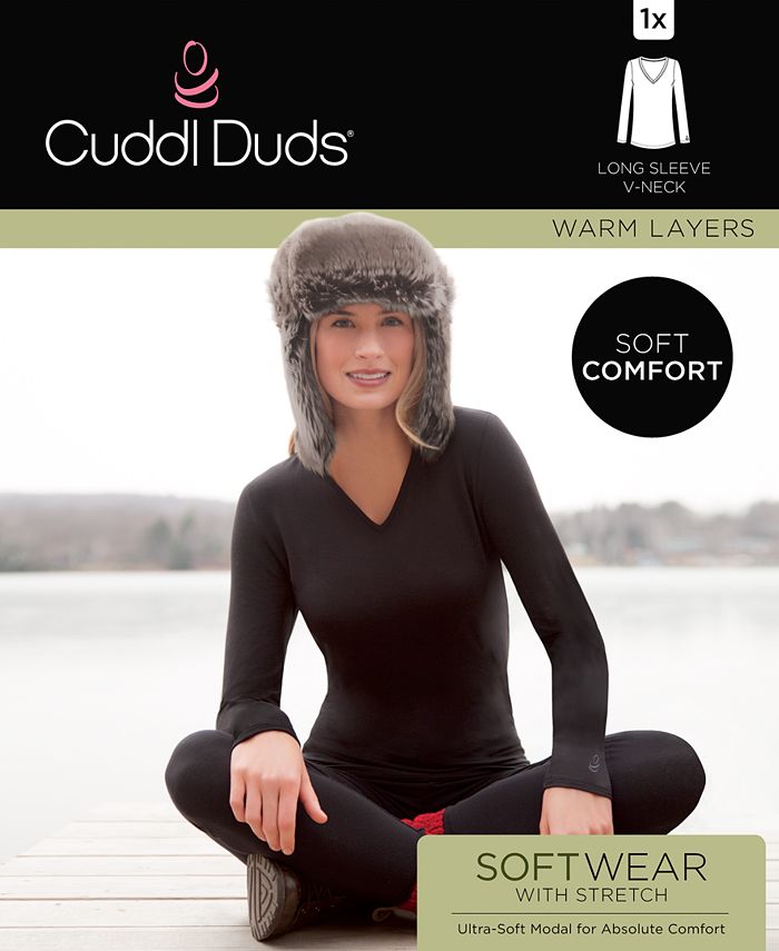 Cuddl Duds Plus Size Softwear with Stretch V-Neck Top - Macy's