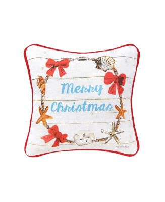 Merry Christmas Shell Wreath Printed & Woven Small/Petite Pillow, 8" x ...