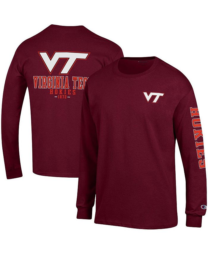 Champion Men's Maroon Virginia Tech Hokies Team Stack Long Sleeve T ...