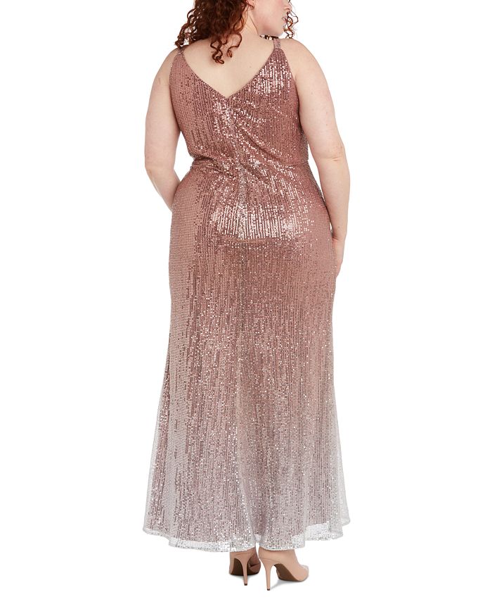 Nightway Plus Size Metallic-Ombré Sequin Dress - Macy's