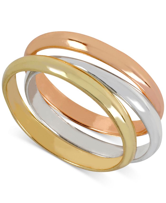 Hint of Gold Tri-Tone Stackable Ring Set - Macy's