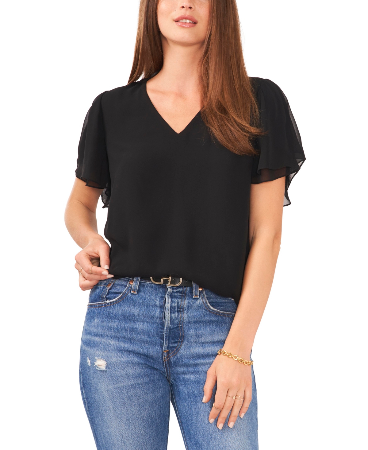 Click here for Vince Camuto Womens V-neck Tulip Sleeve Blouse - R... prices