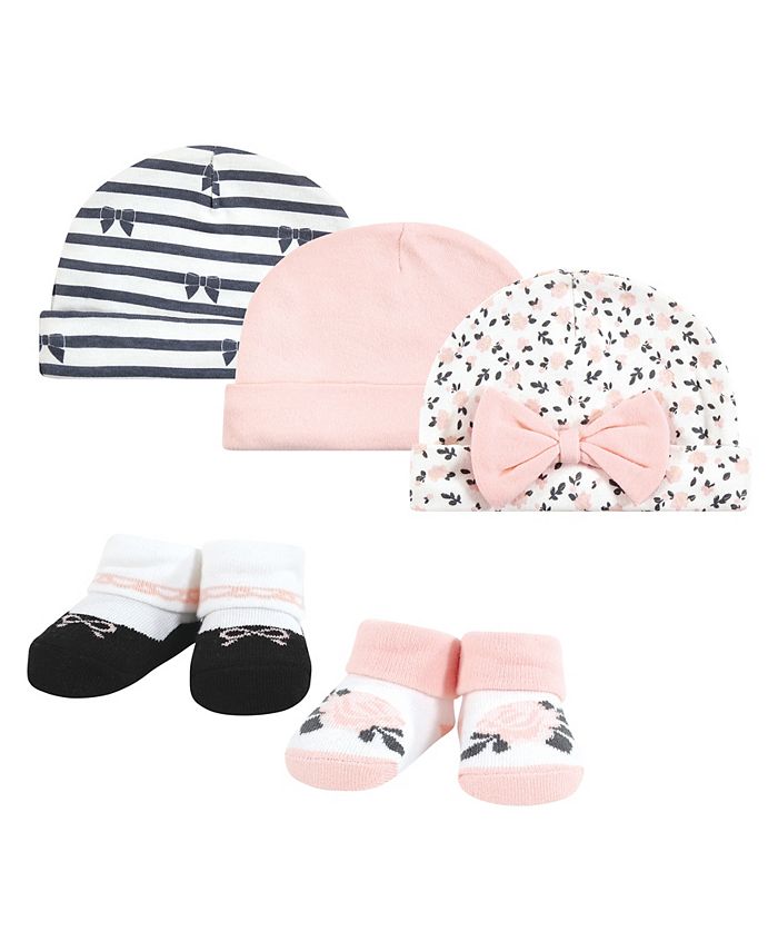 Hudson Baby Baby Girls Caps and Socks, 5-Piece Set - Macy's