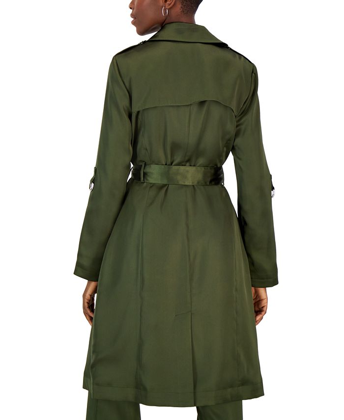 INC International Concepts Women's Satin Roll-Tab-Sleeve Trench Coat ...