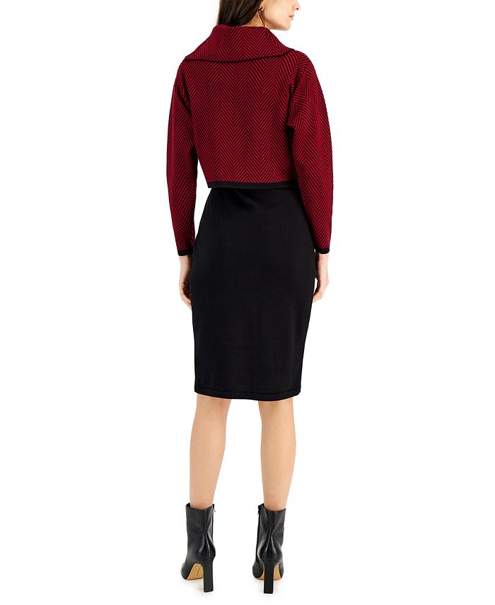 Taylor Women's Mixed-Media Cowl-Neck Sweater Dress - Macy's