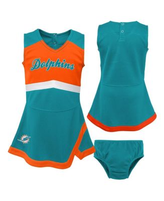 Little Girls Aqua, Orange Miami Dolphins Cheer Captain Jumper Dress ...