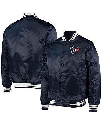 Starter Men's Navy Houston Texans Locker Room Satin Varsity Full-Snap Jacket - Macy's