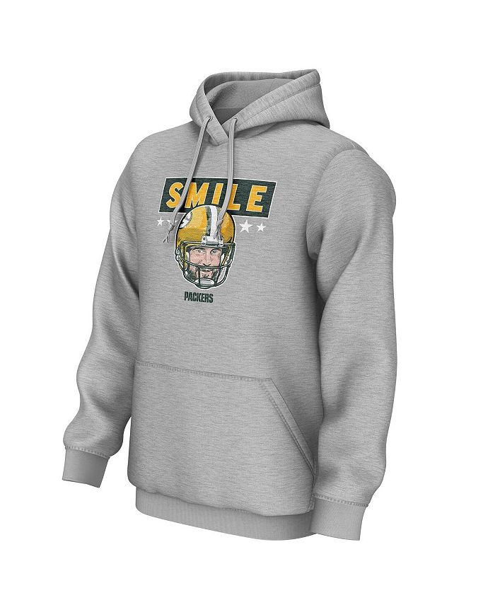 Fanatics Men's Aaron Rodgers Gray Green Bay Packers Smile Pullover ...