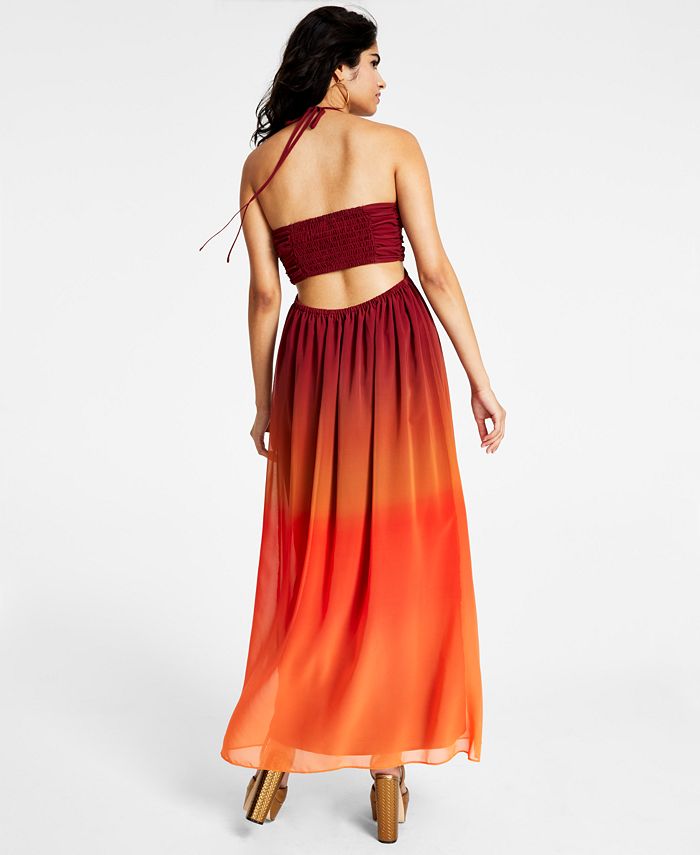 Bar III Women's Ombré Cutout Halter Maxi Dress, Created for Macy's - Macy's