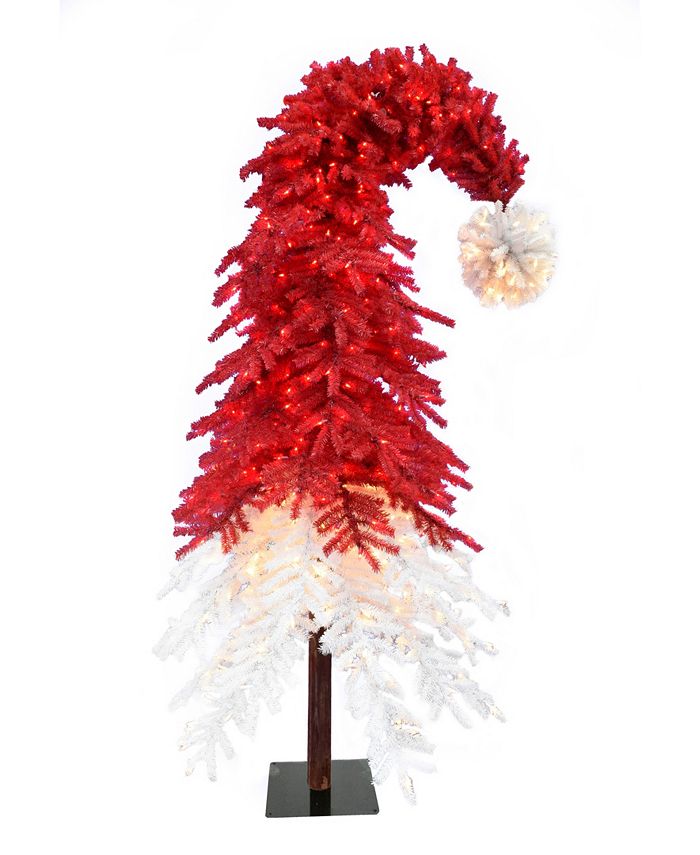Perfect Holiday Pre-lit Santa Hat Christmas Tree with Square Stand, 9 ...