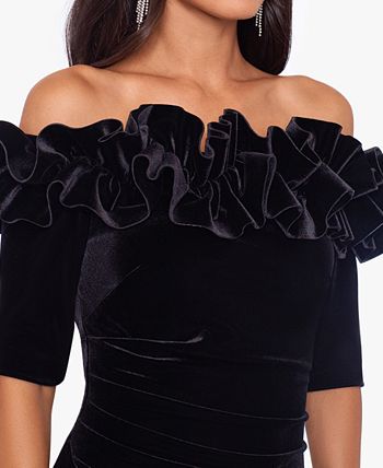 XSCAPE Women's Velvet Ruffled Gown - Macy's