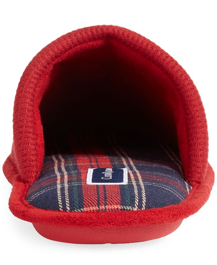 Club Room Men's Feeling Jolly Waffle-Knit Embroidered Mule Slippers ...