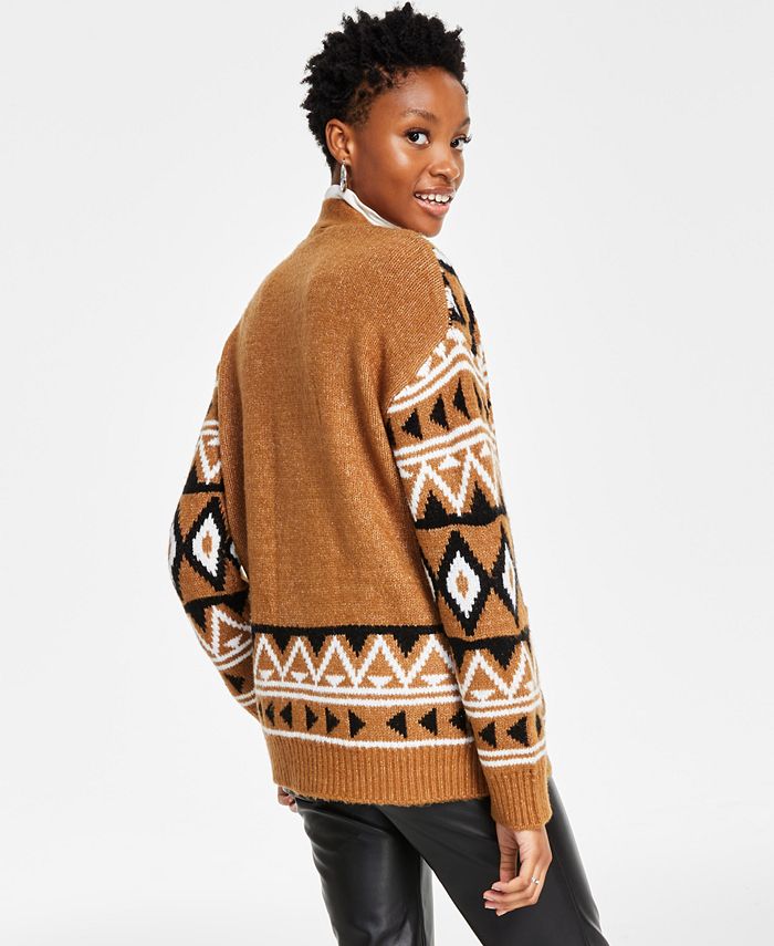 Black Tape Women's Long Sleeve Geometric Knit Button-Front Cardigan ...