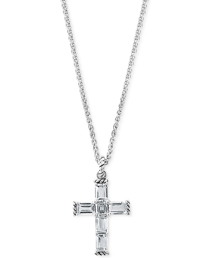 EFFY Collection EFFY® White Topaz Square- & Emerald-Cut 18" Cross ...