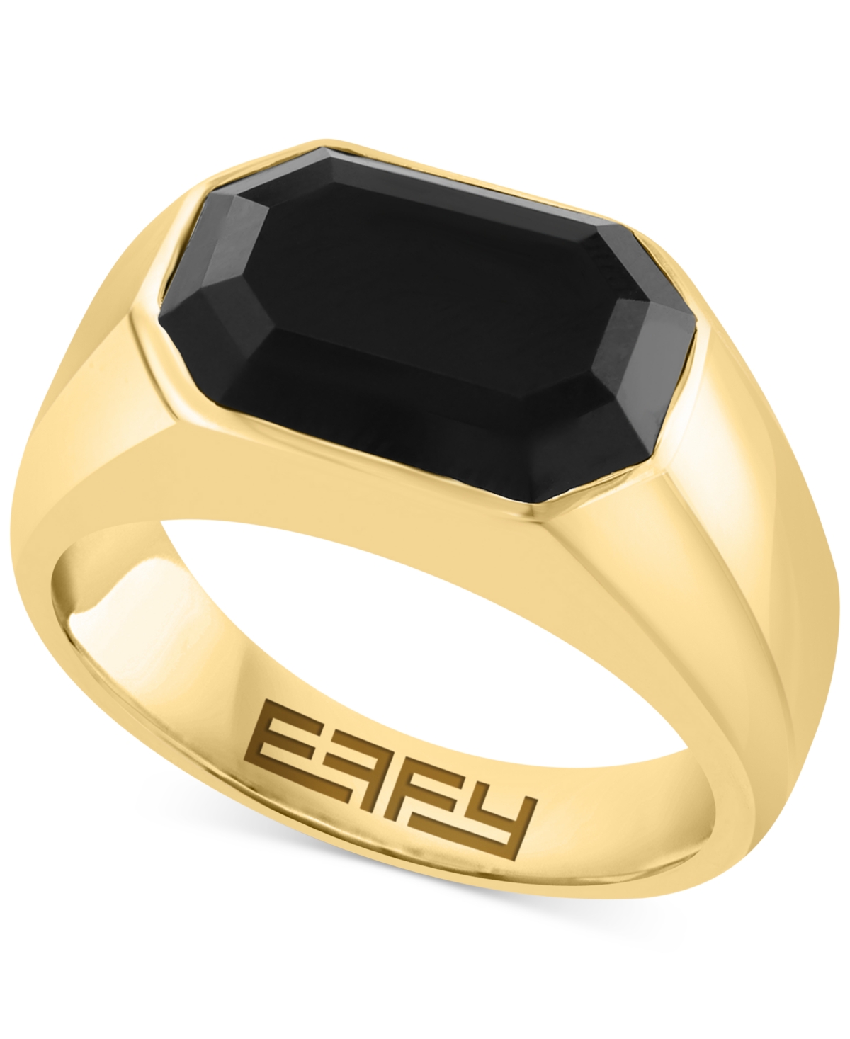 Click here for Effy Mens Onyx Ring in 14k Gold-Plated Sterling Si... prices