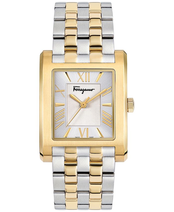 Ferragamo Salvatore Men's Swiss Lace Two Tone Stainless Steel Bracelet ...