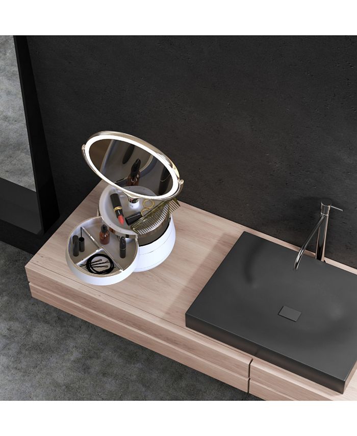 Sharper Image Spastudio Vanity Plus 10-Inch LED Mirror with Storage ...