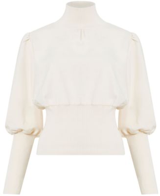 French Connection Women's Krista Mock-Neck Bishop-Sleeve Top - Macy's