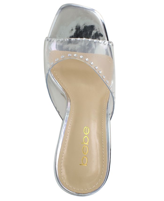 bebe Women's Mina Transparent Rhinestone Strap Dress Sandals - Macy's