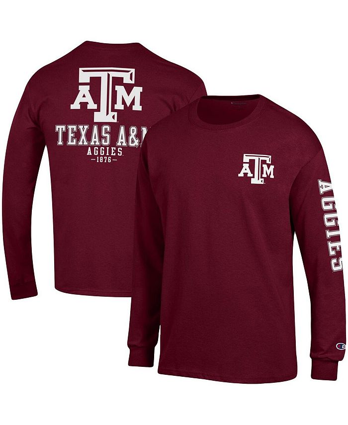 Champion Men's Maroon Texas A&M Aggies Team Stack Long Sleeve T-shirt ...