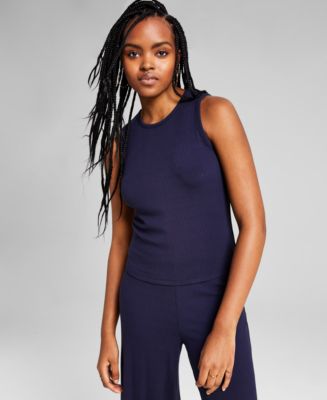 And Now This Women's Ribbed Sleeveless Crew-Neck Top - Macy's