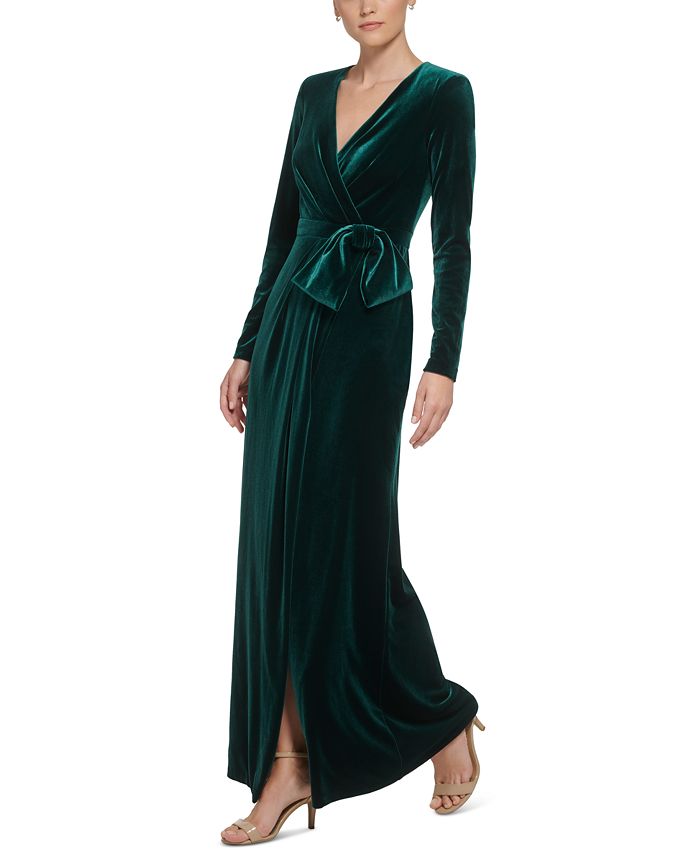 Eliza J Women's Long-Sleeve Velvet Maxi Dress - Macy's