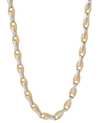 Men's Two-Tone Link 22" Chain Necklace in 18k Gold-Plated Sterling ...