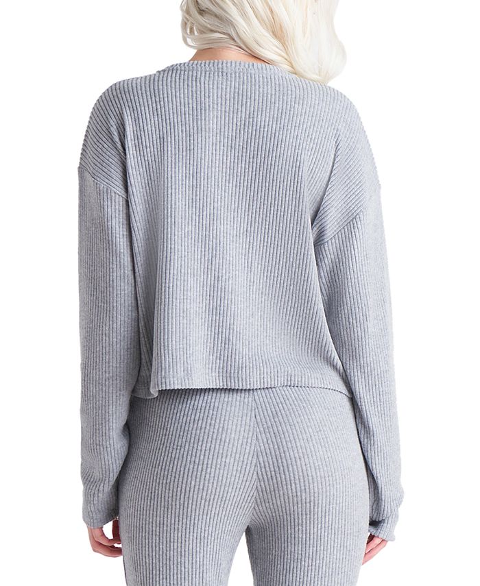 Black Tape Women's Ribbed Drop-Shoulder Cropped Sweater - Macy's