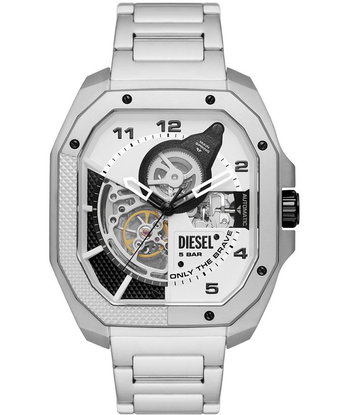 Diesel Men's Flayed Automatic Three-Hand Stainless Steel Bracelet Watch ...