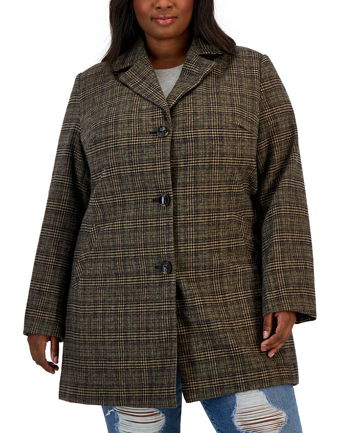 Maralyn & Me Trendy Plus Size Single-Breasted Reefer Coat & Reviews ...