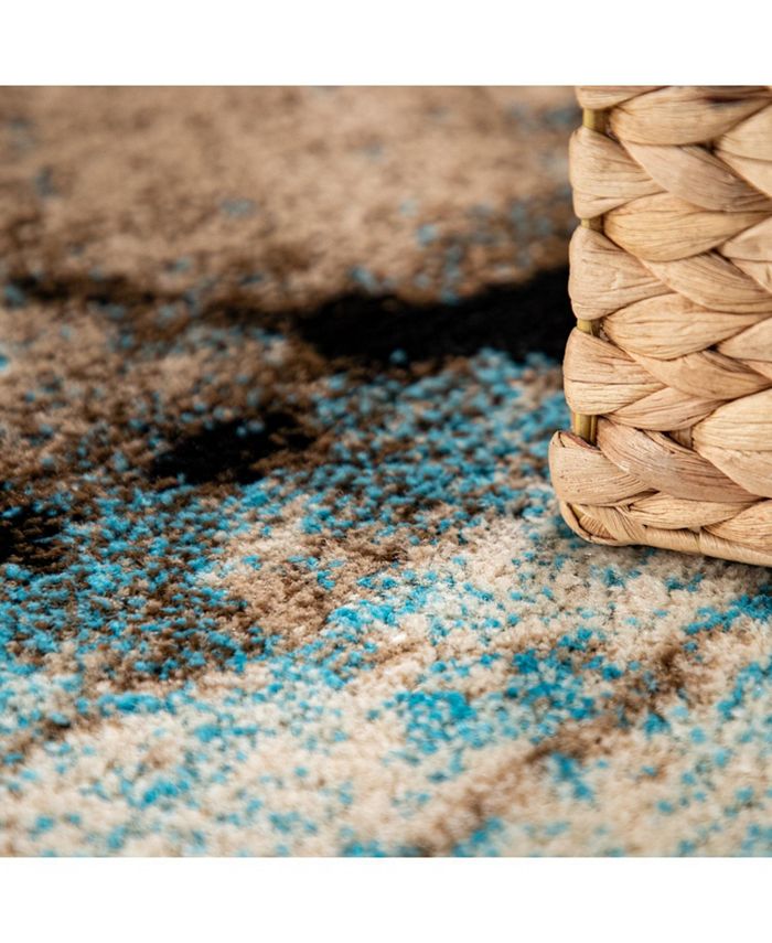 Paco Metro Living-Room Rug Diamond Pattern Beige Blue - 32'' x 59 ...