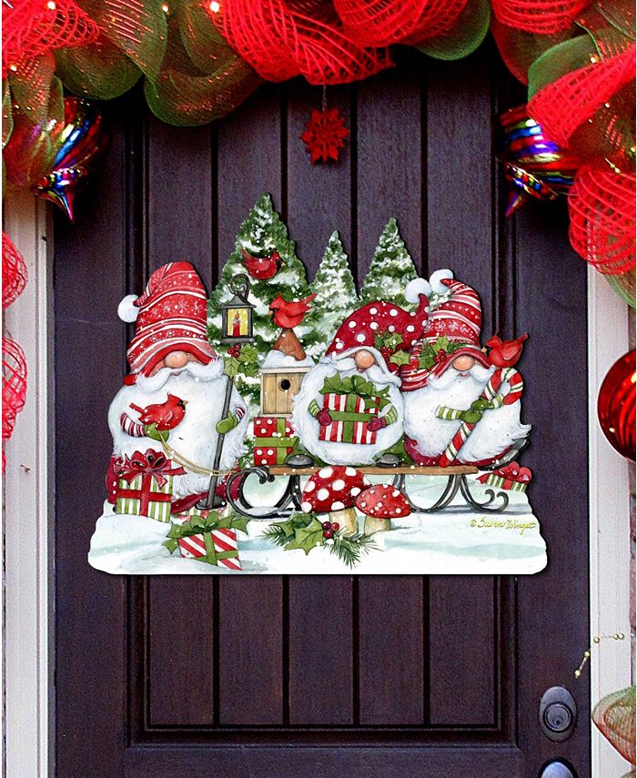 Designocracy Christmas Gnomes Holiday Door Decor - Macy's