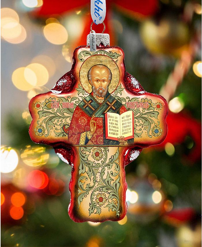 G.DeBrekht Saint Nicholas Icon Cross Holiday Ornament - Macy's